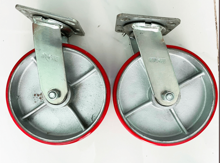 Bánh xe đẩy hàng chịu lực PU Gang 200*50mm càng thép - MRPU.VN